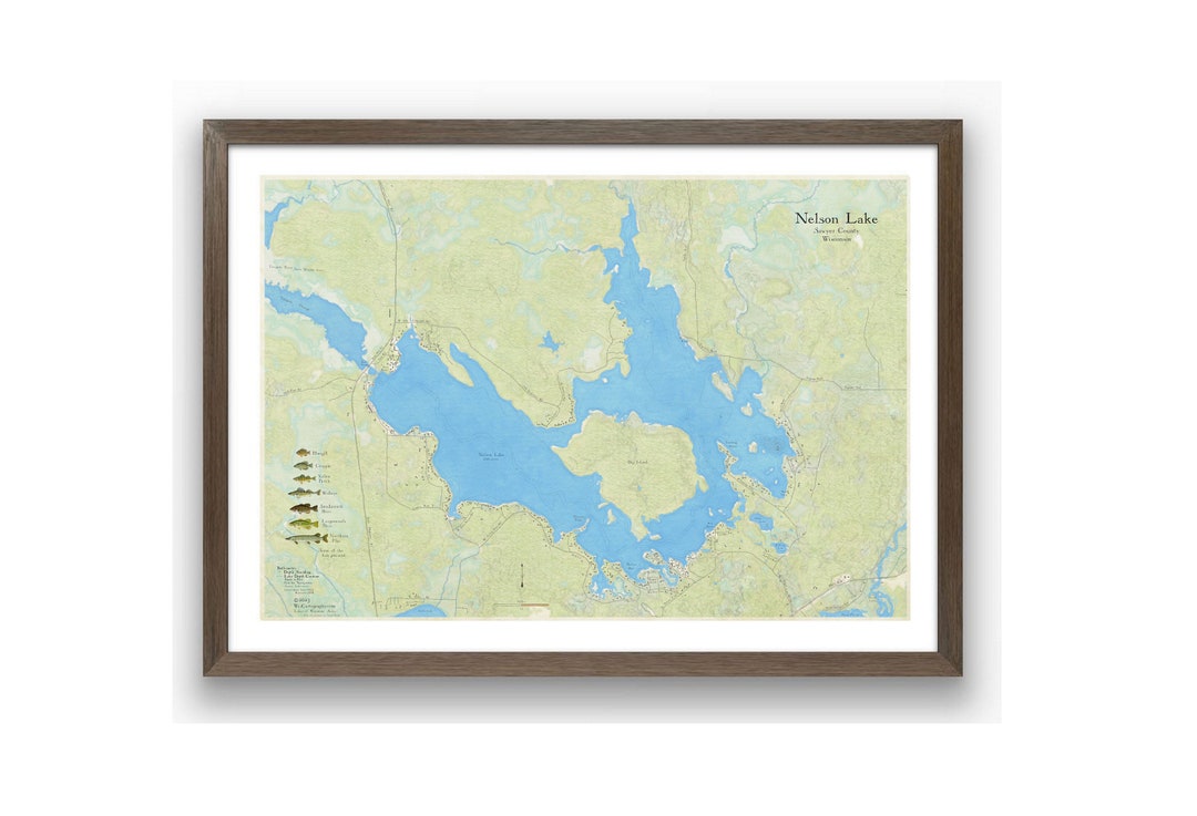 Nelson Lake | Sawyer County | Lenroot | Wisconsin | Vintage Style Map ...