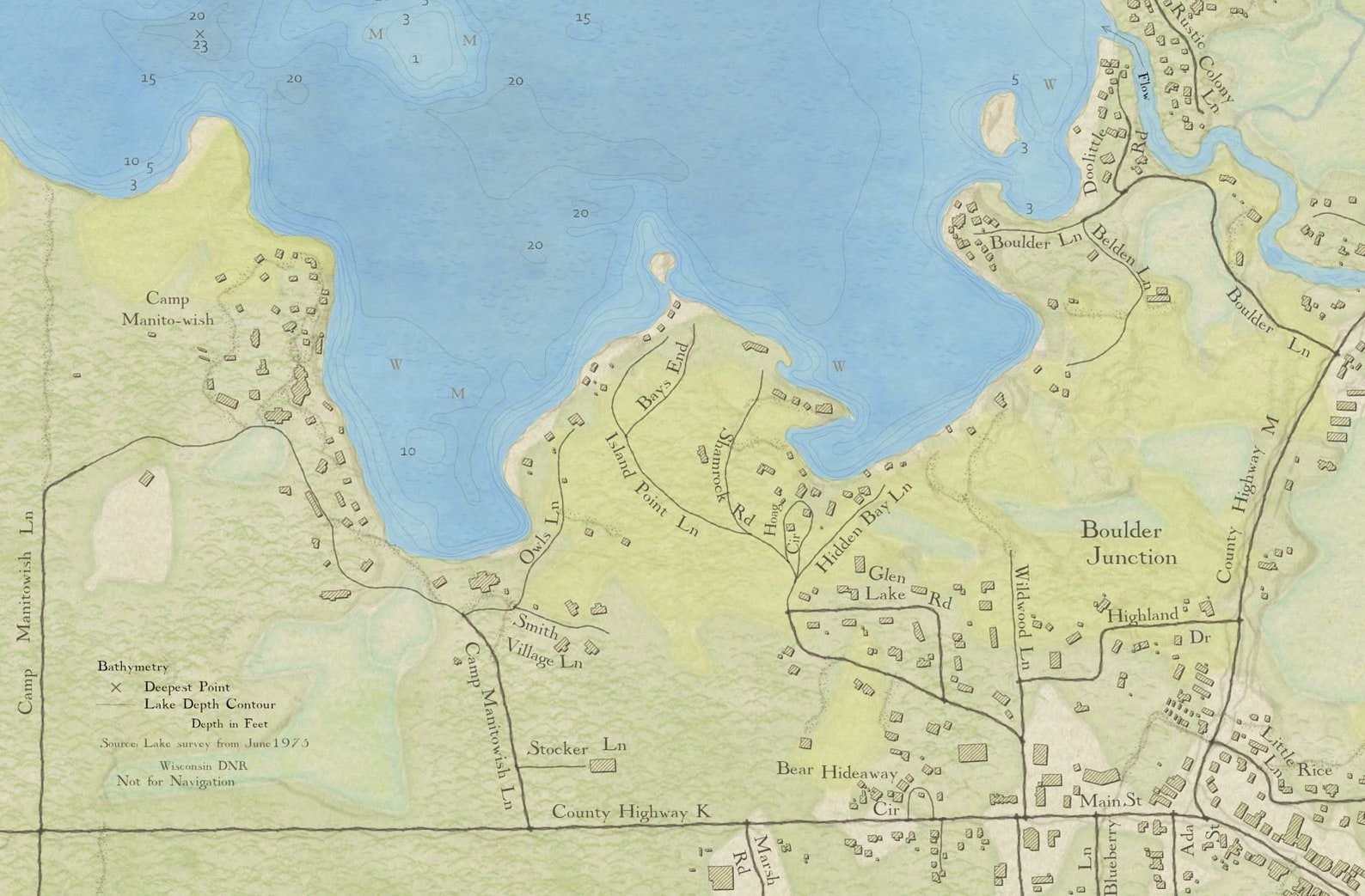Boulder Lake, Wisconsin Map Art: Vintage Watercolor Style Print - Etsy