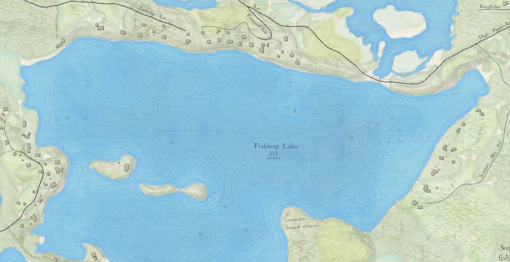 Fishtrap Lake Boulder Junction Vilas County Wisconsin Vintage Style Map ...