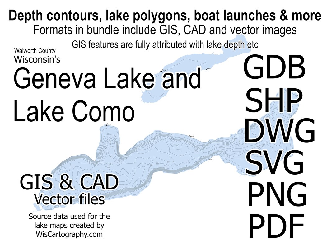 GIS CAD SVG Png Downloadable Data: Geneva Lake and Lake Como in ...