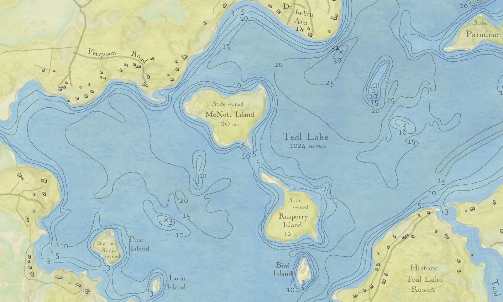 Lost Land Lake & Teal Lake Map Art: Sawyer County, Wisconsin - Etsy