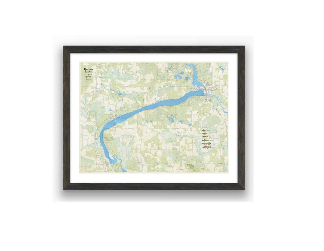 Buffalo Lake in Marquette County Wisconsin. Beautiful Wall Art. Map ...