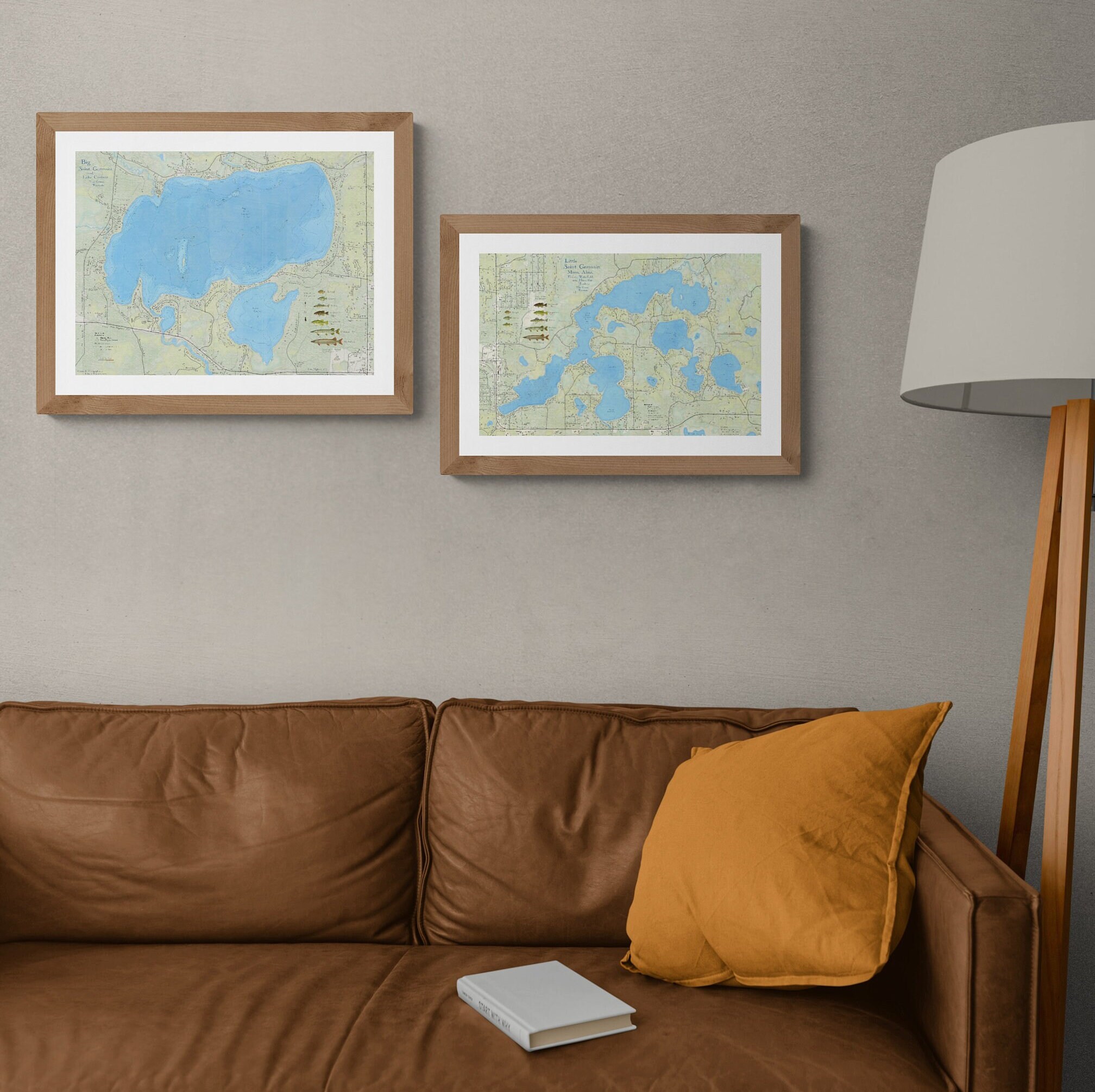 Little Saint Germain Wisconsin Map. Beautiful Wall Art With Detailed ...