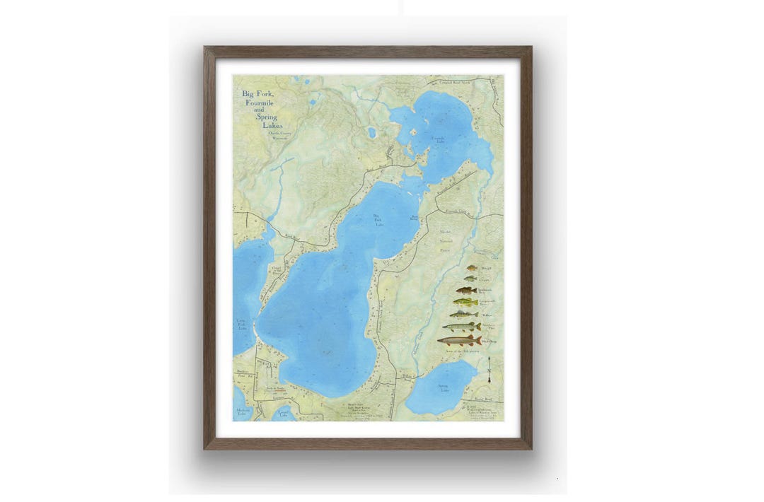Map of Big Fork, Fourmile, and Spring Lakes (part of the Three Lakes ...