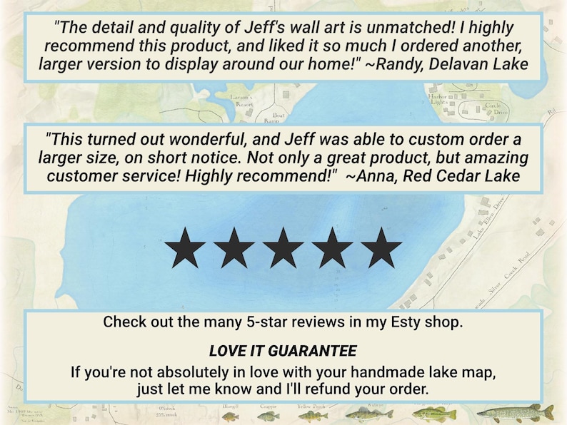 Upper Red Lake Map Art: Wisconsin Lake Depth Chart, Shawano County - Etsy