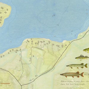 Muskellunge Lake | Vilas County | Wisconsin | Vintage Style Map | Lake ...