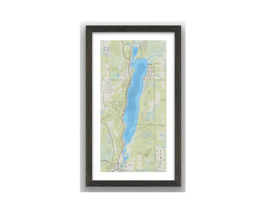 Long Lake Dundee Fond Du Lac Sheboygan Wisconsin Vintage Style Map Lake ...