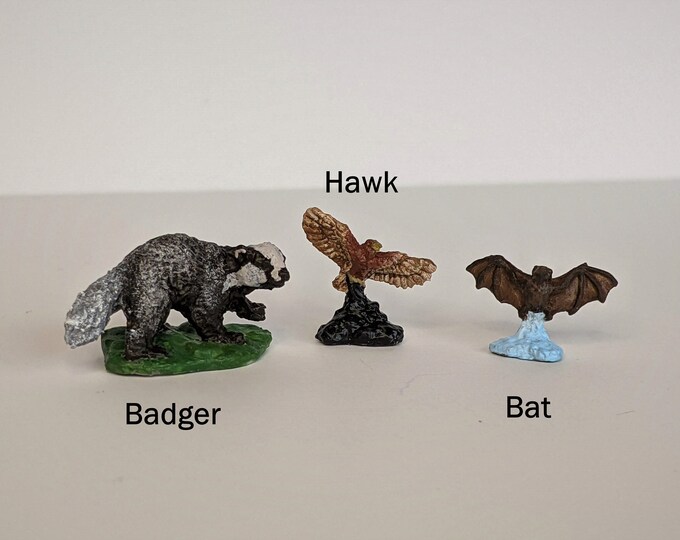 Bat Badger Hawk Familiar Miniature Painted Dungeons & Dragons - Etsy