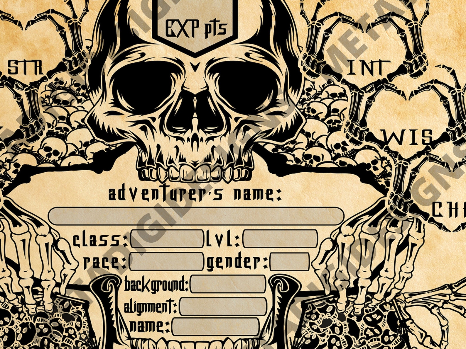 Dnd Character Sheet Pack | Boneyard Themed Dnd5e Insert, Adventurer's ...