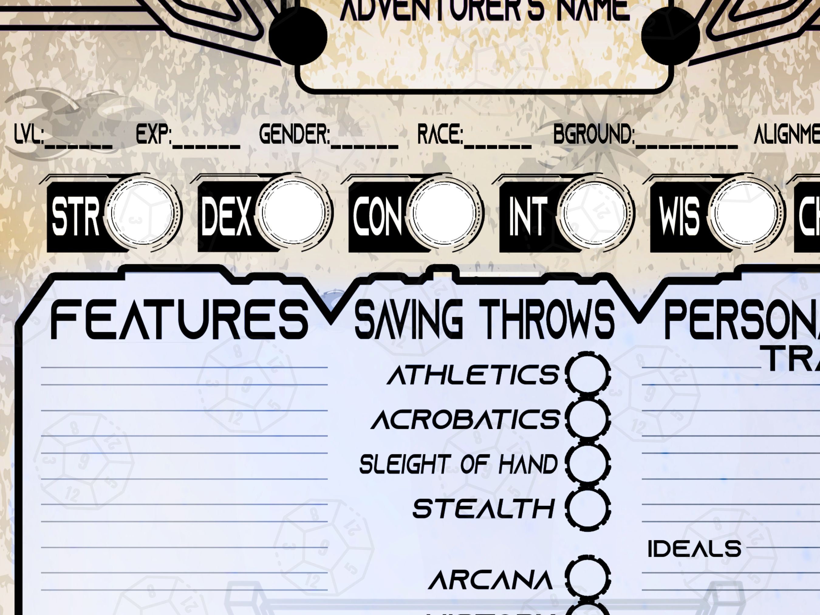 Dnd Character Sheet Pack Starfighter Pilot Themed Dnd5e Insert ...