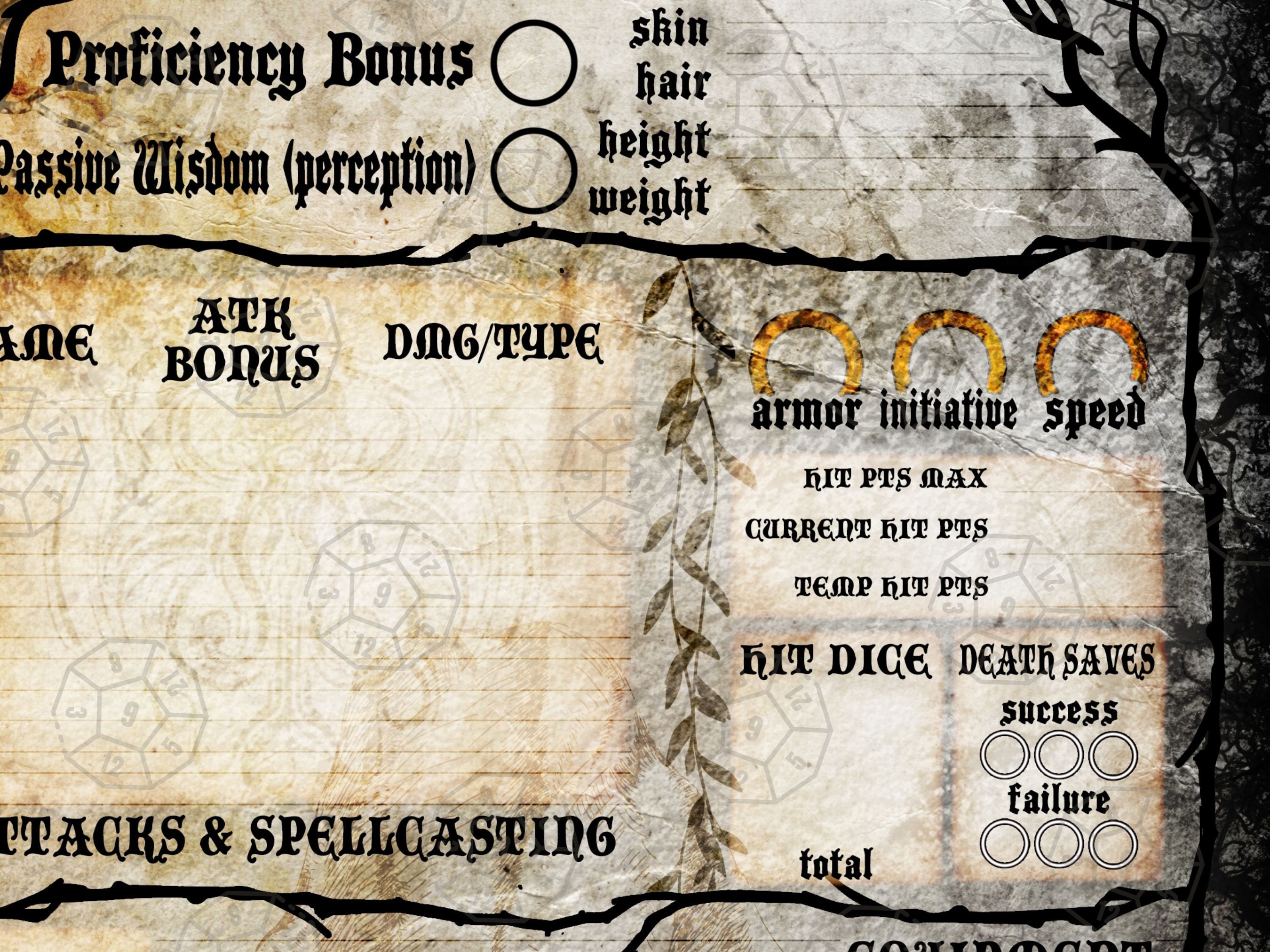 Dnd Character Sheet Pack | Dark Forest Themed Dnd5e Insert, Adventurer ...