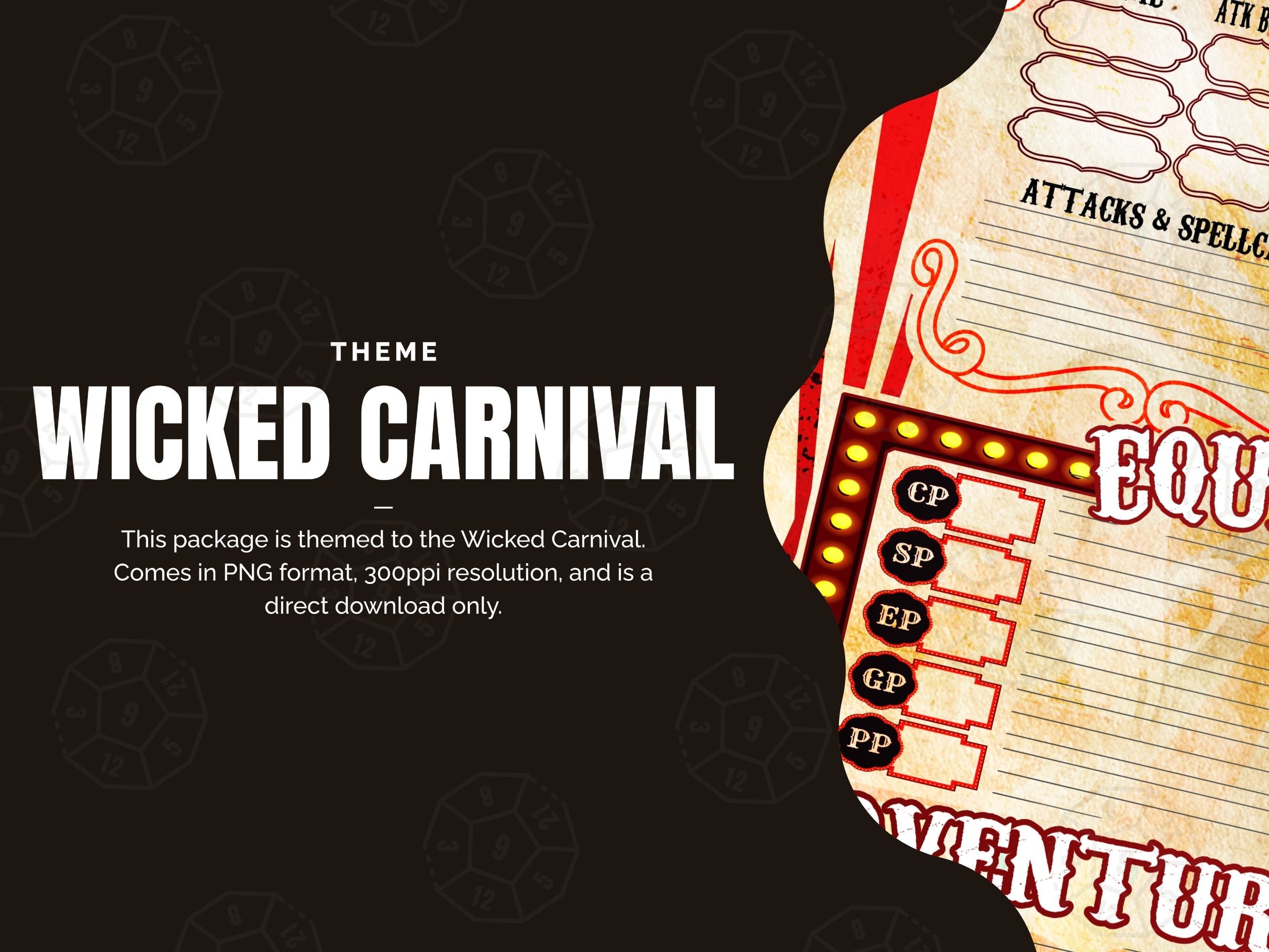 Dnd Character Sheet Pack | Wicked Carnival Themed Dnd5e Insert ...