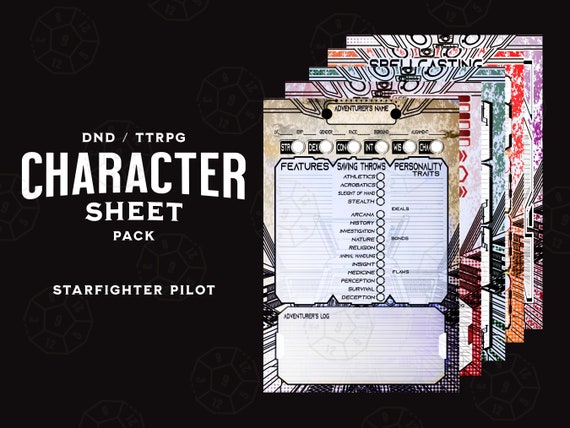Dnd Character Sheet Pack Starfighter Pilot Themed Dnd5e - Etsy