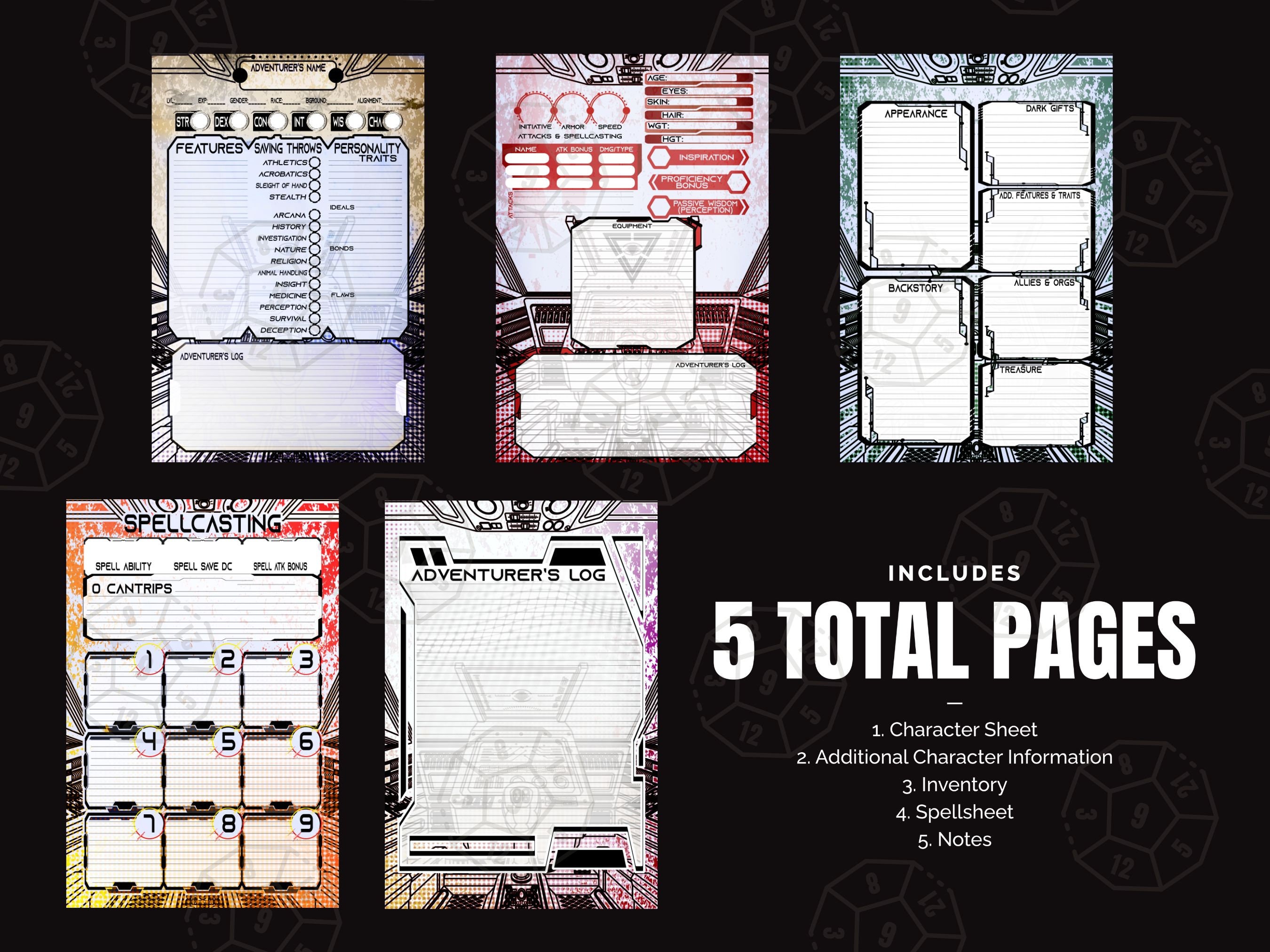 Dnd Character Sheet Pack Starfighter Pilot Themed Dnd5e Insert ...
