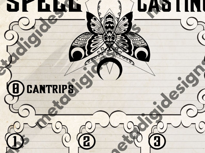 Dnd Character Sheet Pack Death's Head Moth Themed Dnd5e Insert ...