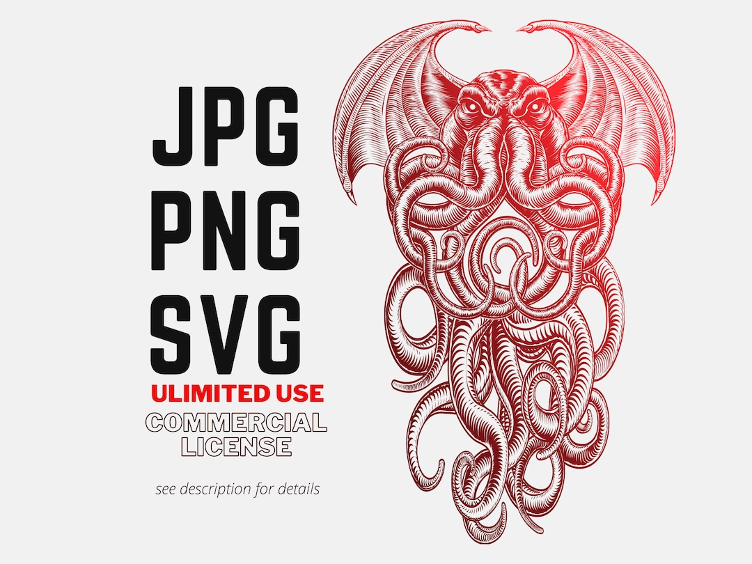 Lord Cthulhu SVG, PNG, JPG | Cthulhu Digital Download, Lovecraftian ...