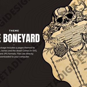 Dnd Character Sheet Pack | Boneyard Themed Dnd5e Insert, Adventurer's ...