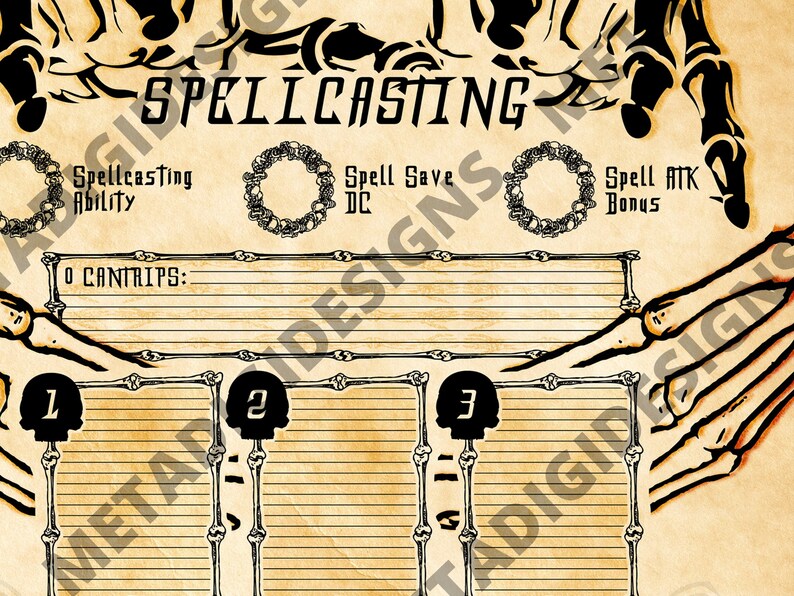 Dnd Character Sheet Pack Boneyard Themed Dnd5e Insert, Adventurer's ...