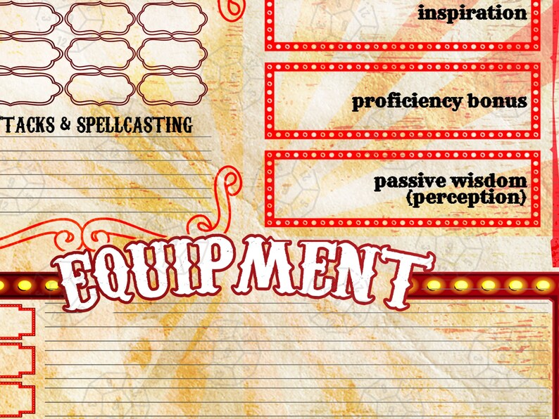Dnd Character Sheet Pack | Wicked Carnival Themed Dnd5e Insert ...