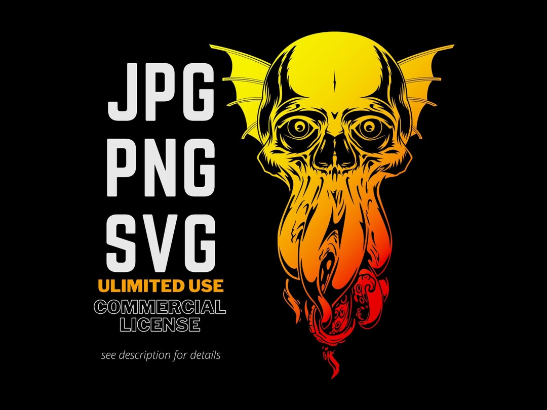 Cthulhu Skull SVG, PNG, JPG | Cthulhu Digital Download, Lovecraftian ...