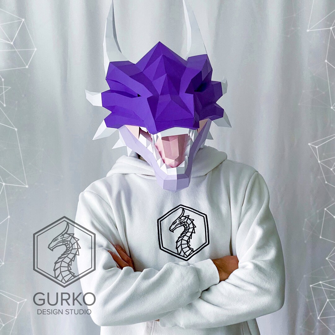 Papercraft Dragon Mask Pdf Gurko Srudio 3D Origami Low Poly - Etsy