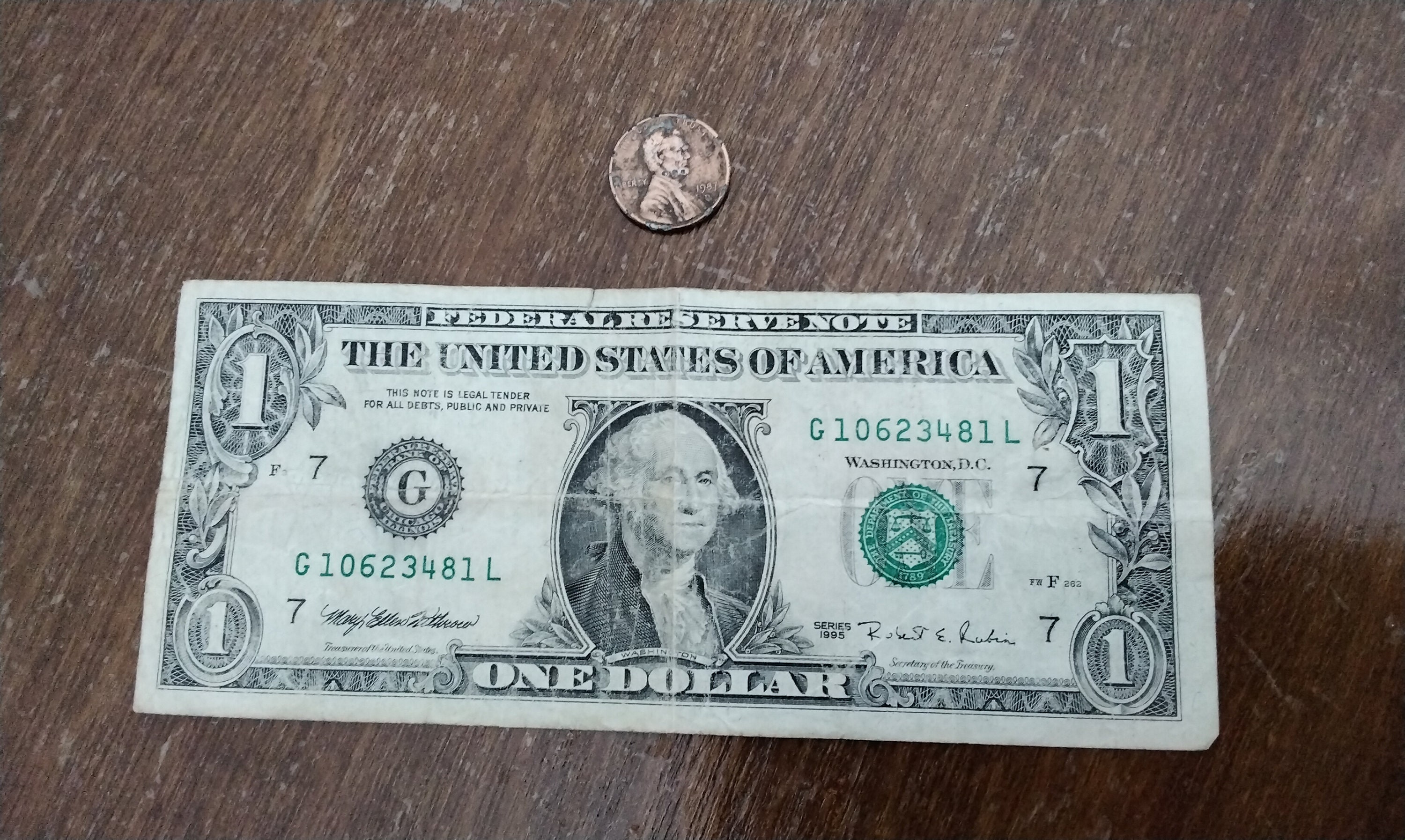 Coins & Money 1987 one cent coin and 1995 one dollar note Vintage ...