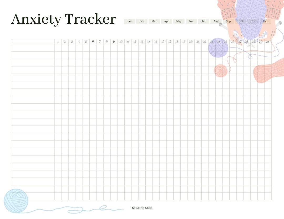 Knitting Themed Anxiety Tracker - Etsy