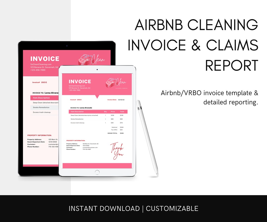 Cleaning Invoice Template for Airbnb & VRBO | Claims, Host Template ...