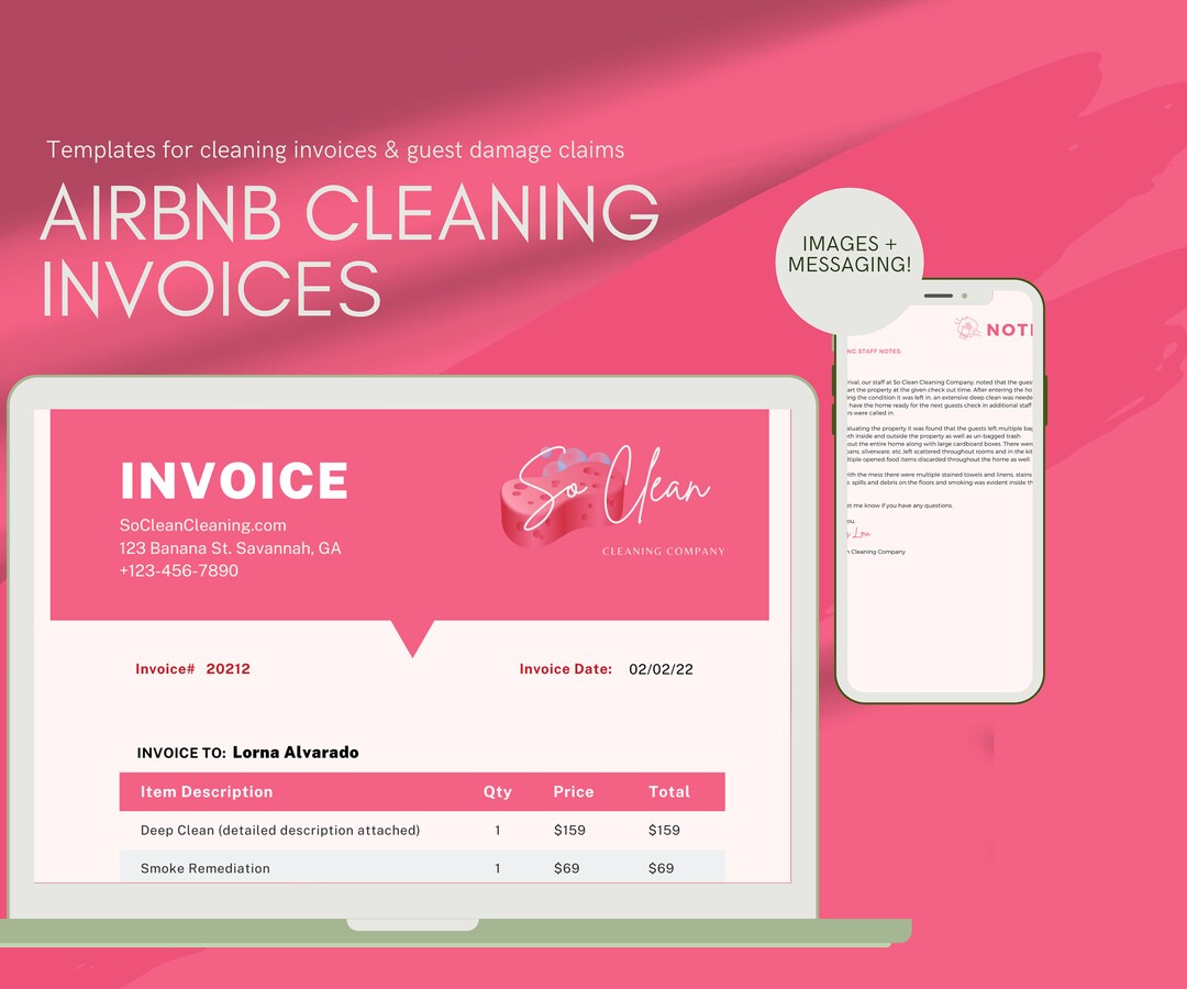 Cleaning Invoice Template for Airbnb & VRBO | Claims, Host Template ...