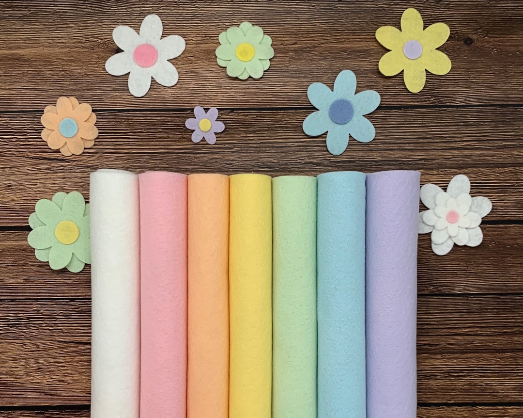 7pc Wool Felt // Spring Rainbow Palette// Pastel Felt Sheets // Felt ...
