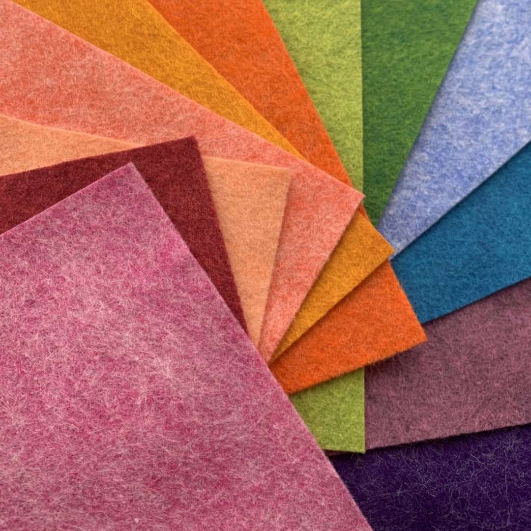 12 Pc SPRING HEATHERED/MARBLED Merino Wool Blend Felt Collection // 9 ...
