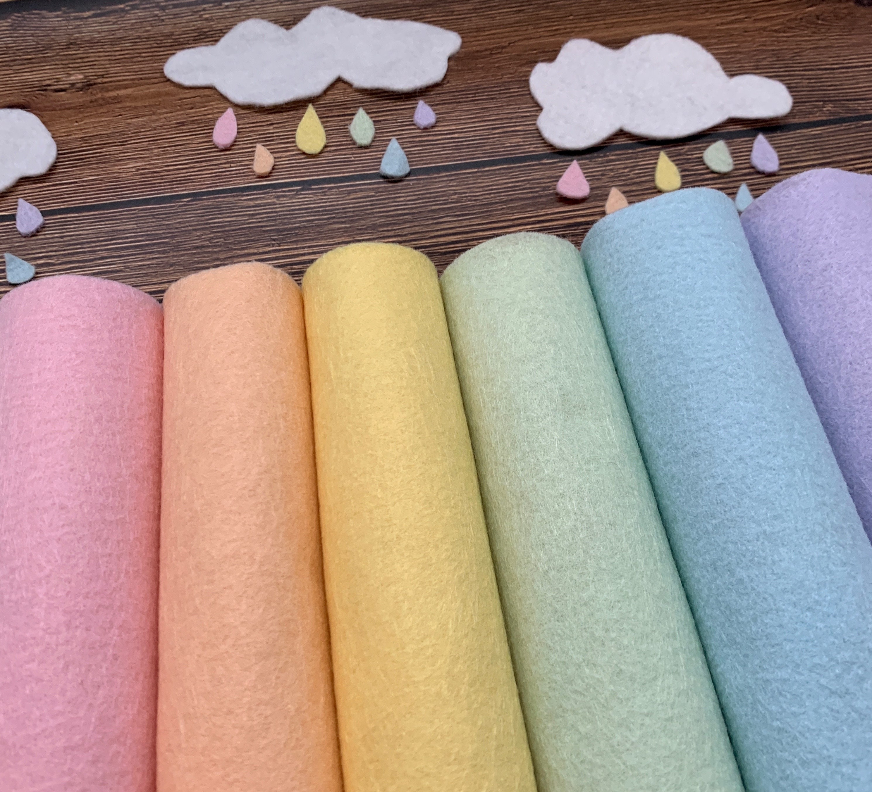 7pc Wool Felt // Spring Rainbow Palette// Pastel Felt Sheets // Felt ...