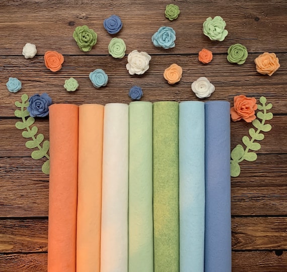 7pc Wool Felt // Retro Summer Palette// Pastel Felt Sheets // | Etsy