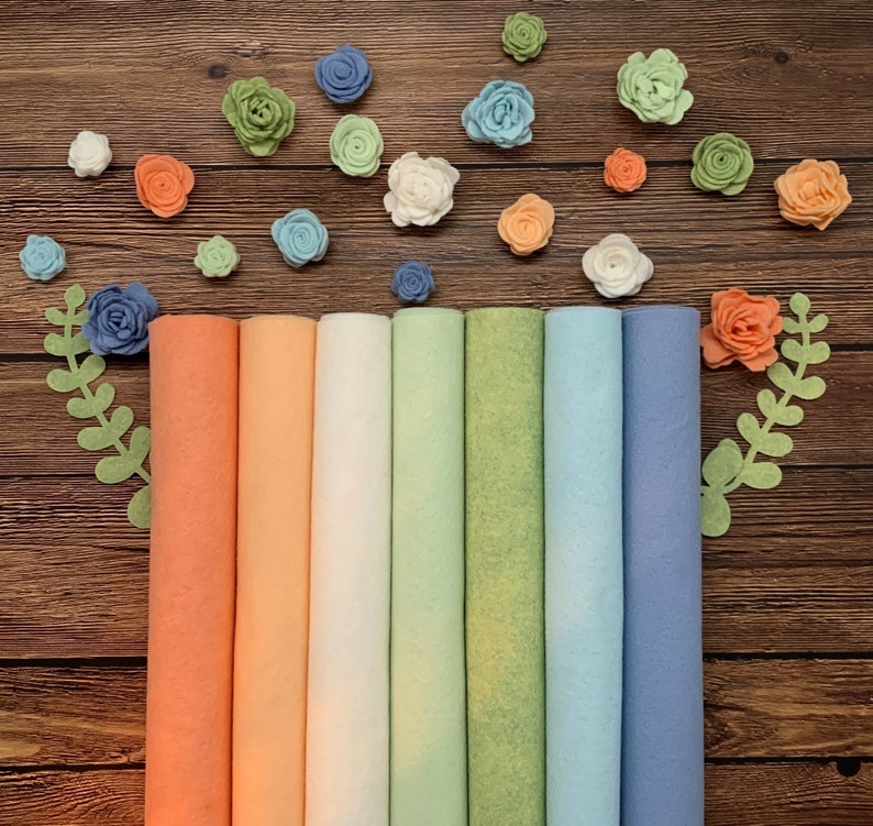 7pc Wool Felt // Retro Summer Palette// Pastel Felt Sheets // Felt ...