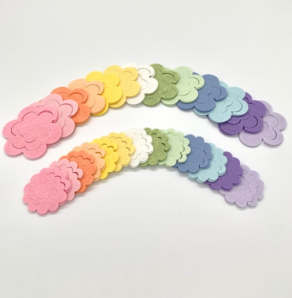52pcs PASTEL RAINBOW Wool Blend Felt 3D Rose Flowers DIY Felt | Etsy