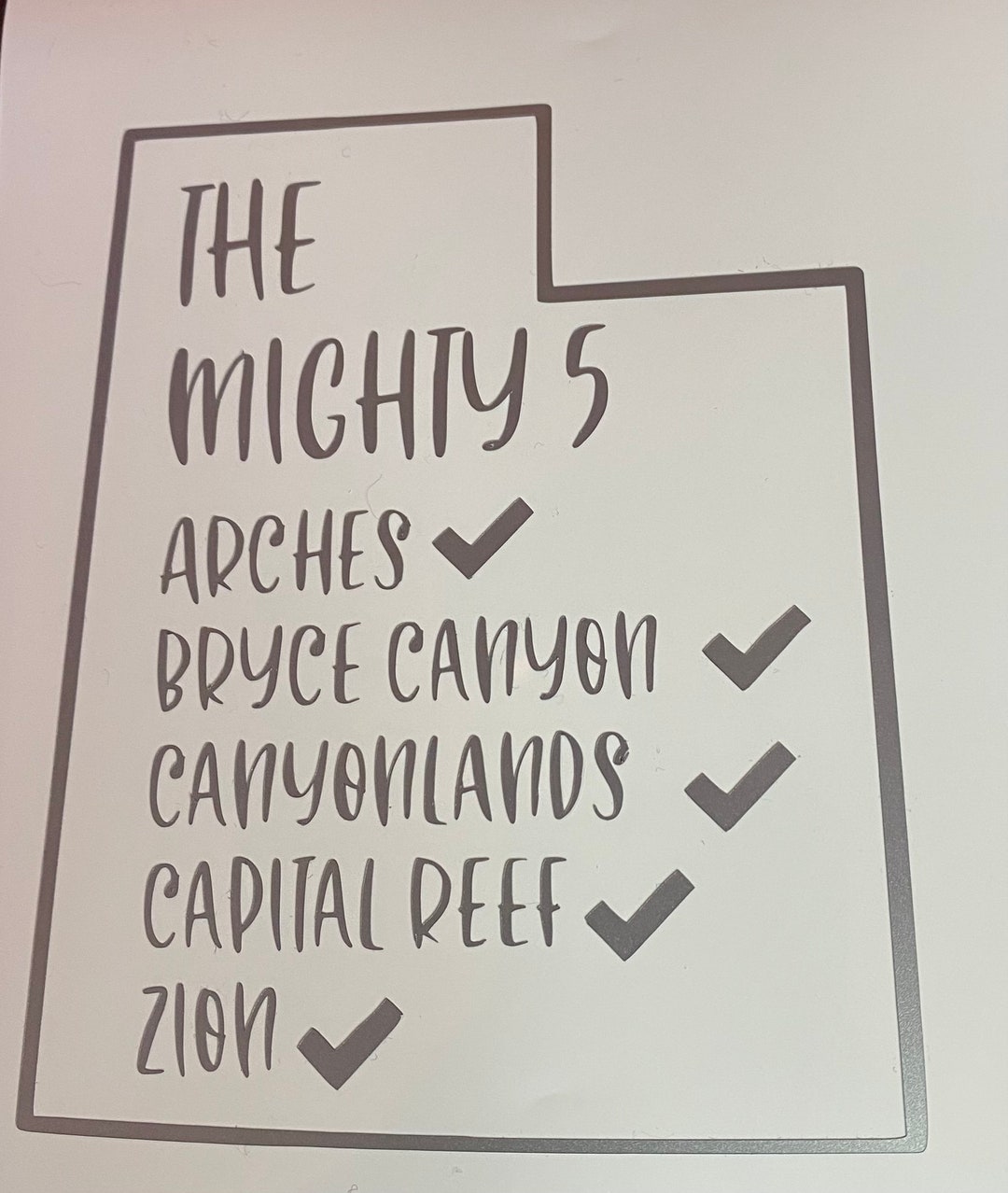The Mighty 5 Utah National Park Checklist Vinyl - Etsy