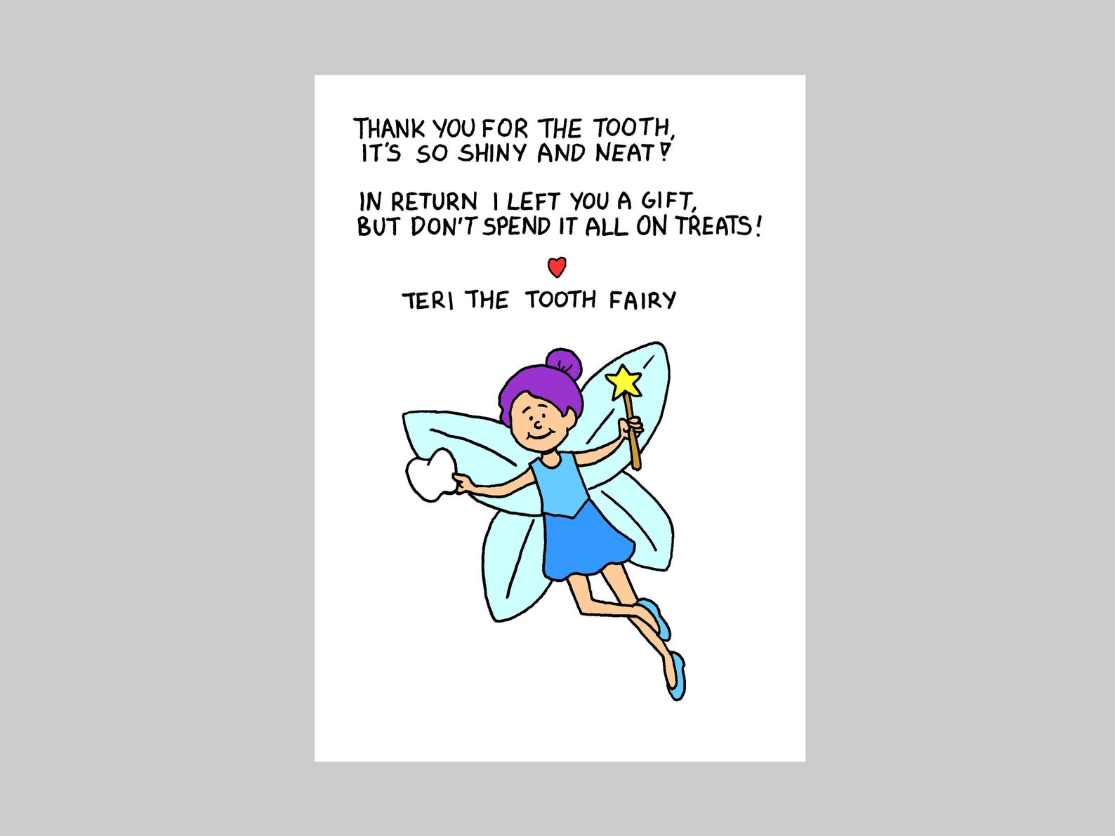 Printable Tooth Fairy Cute Note Last Minute Instant Download - Etsy UK