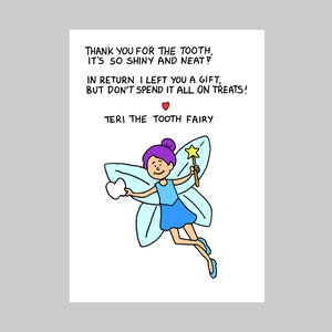 Printable Tooth Fairy Cute Note Last Minute Instant Download - Etsy UK
