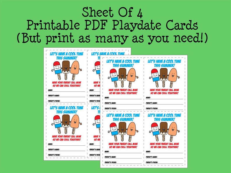 Last Day of School Cards Printable – Playdate Card for Kids – Stay in ...