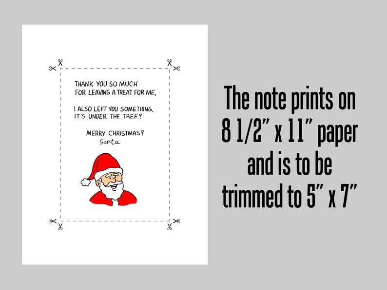 Printable Santa Thank You Cookies Milk Last Minute Instant Download - Etsy