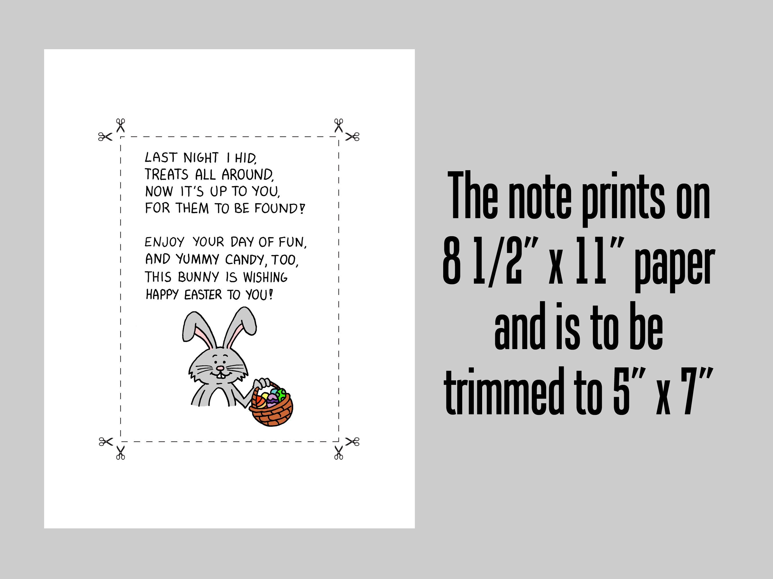 Printable Easter Bunny Note Last Minute Instant Download - Etsy