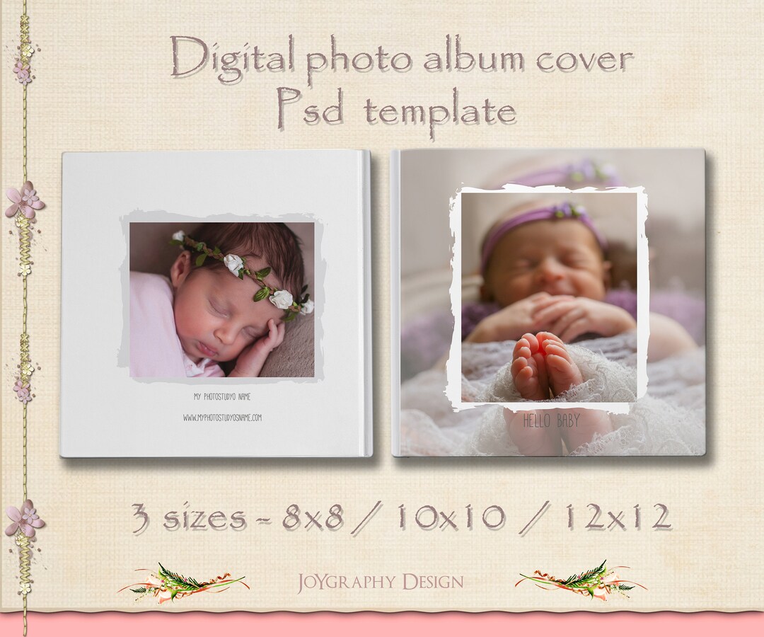 Photo Book Cover Template Jane, Baby Photo Album Cover Template for ...