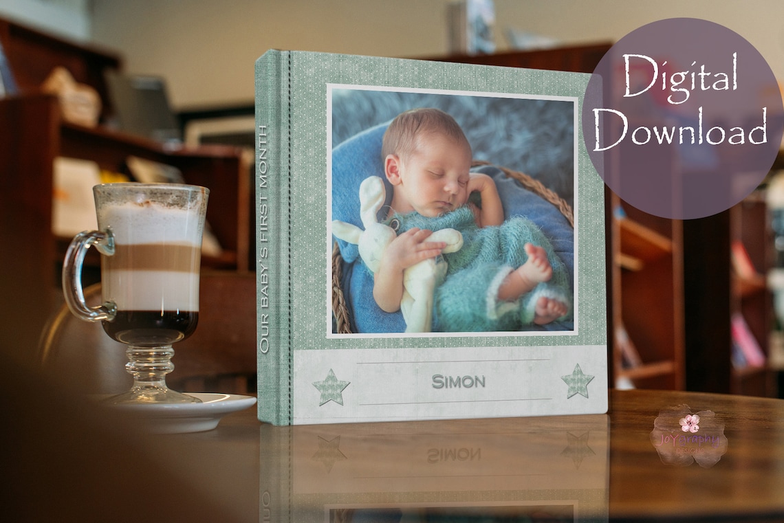 Baby Boy Photo Book Cover Template, Photo Album Cover, Family ...