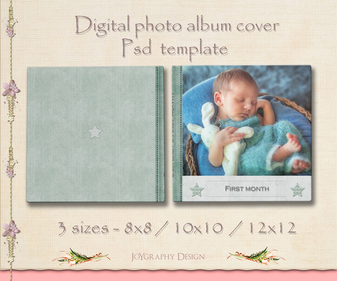 Baby Boy Photo Book Cover Template, Photo Album Cover, Family ...