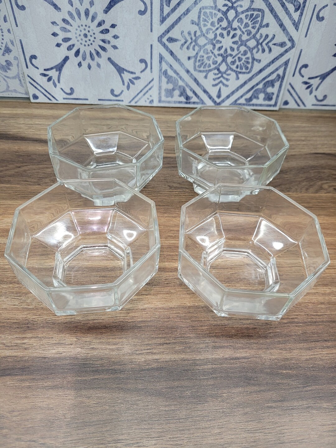 Vintage Octagonal Glass Dessert Bowls, Vintage Kitchen, Vintage Dining ...