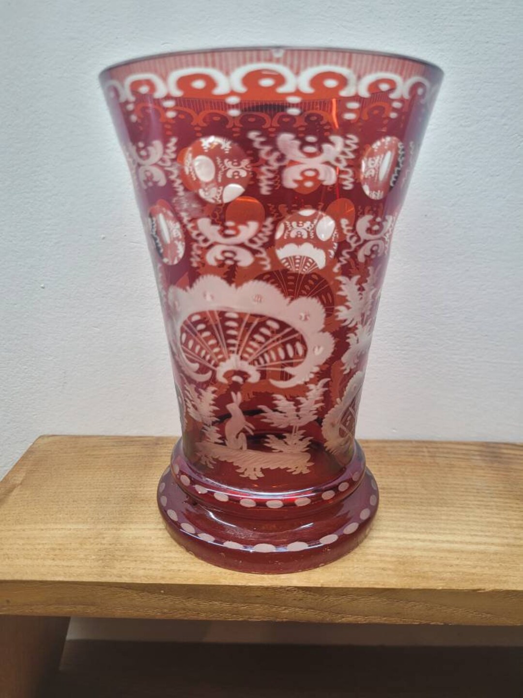 Victorian German Ruby Beaker Vase Stag and Castle - Etsy