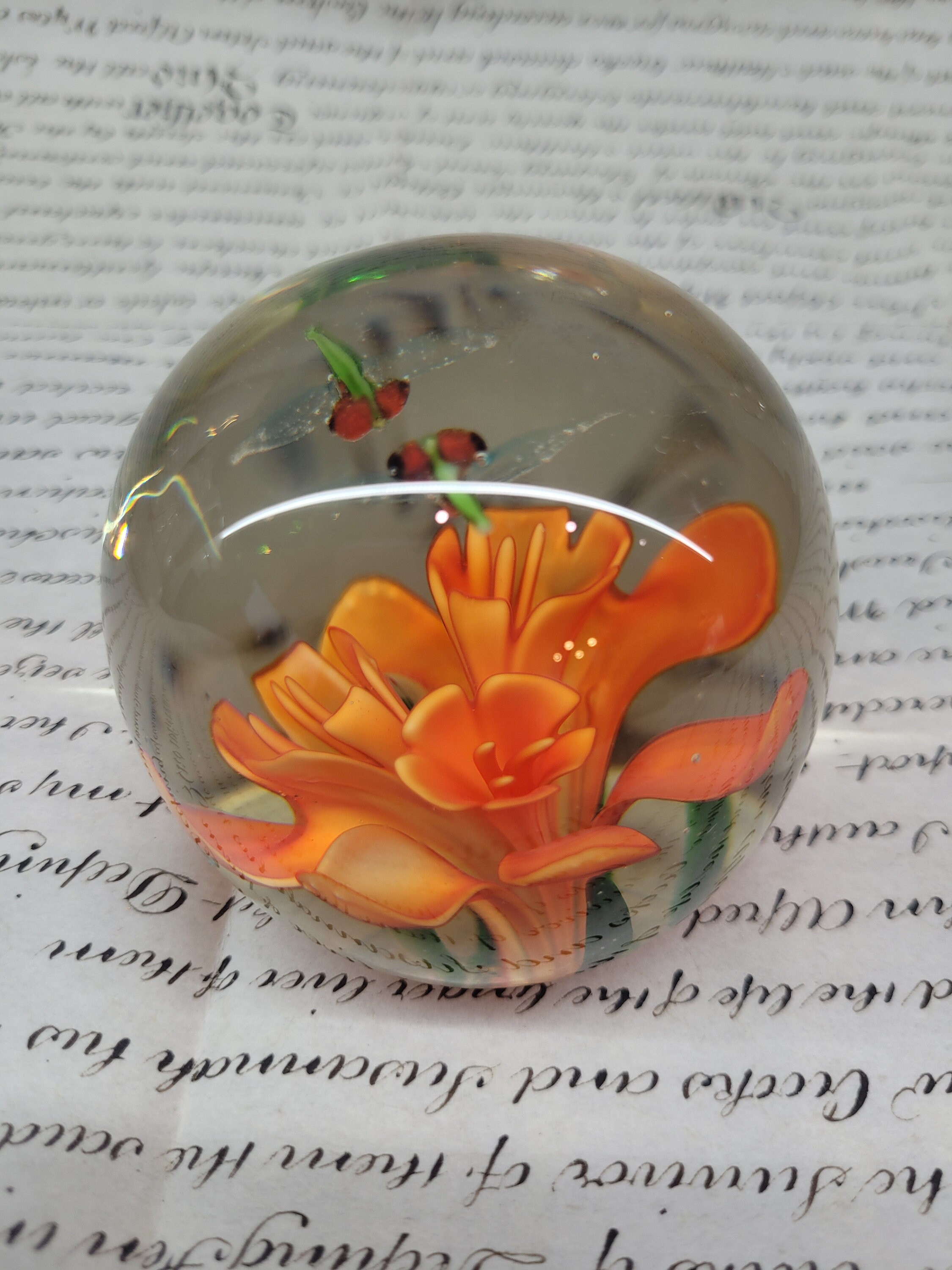 Vintage Dragonfly Paperweight, Vintage Glass, Desk Decor, Glass ...