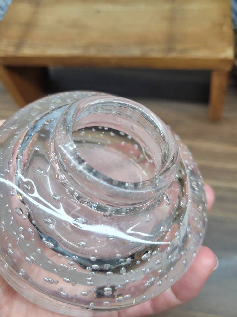 Victorian Clear Glass Controlled Bubble Paperweight Inkwell Circa 1880 ...