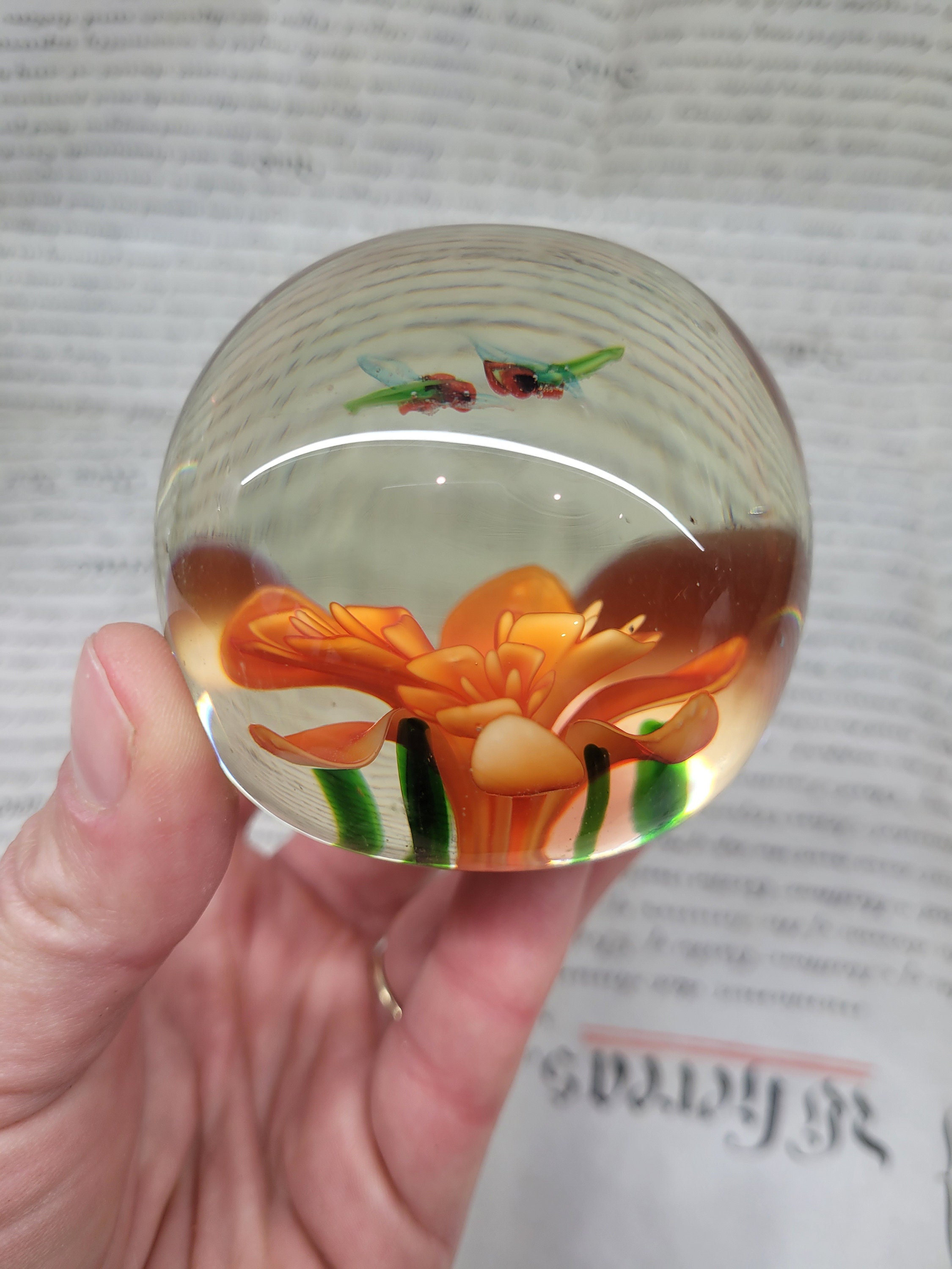 Vintage Dragonfly Paperweight, Vintage Glass, Desk Decor, Glass ...