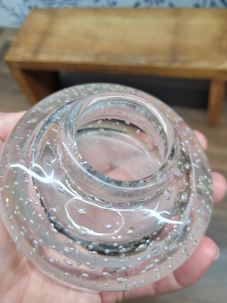 Victorian Clear Glass Controlled Bubble Paperweight Inkwell Circa 1880 ...
